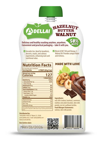 Premium HAZELNUT WALNUT BUTTER SUGAR FREE with MCT Oil – ADELLAI